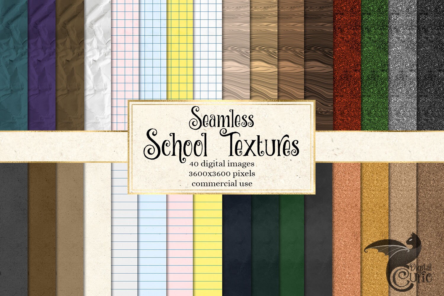 School Textures Digital Paper, Seamless Back to School Backgrounds With ...