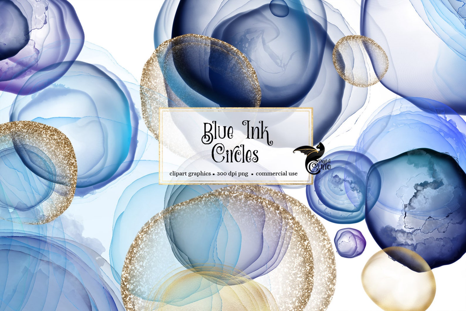 Blue Ink Circles Digital Paint Overlays Alcohol Ink - Etsy