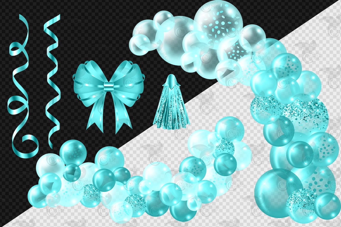 Turquoise Balloon Arch Clipart Glam Balloon Png Digital - Etsy Canada