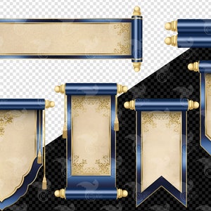 Navy Blue Scrolls Clipart - Digital Tapestry Clip Art for Magic Fantasy ...