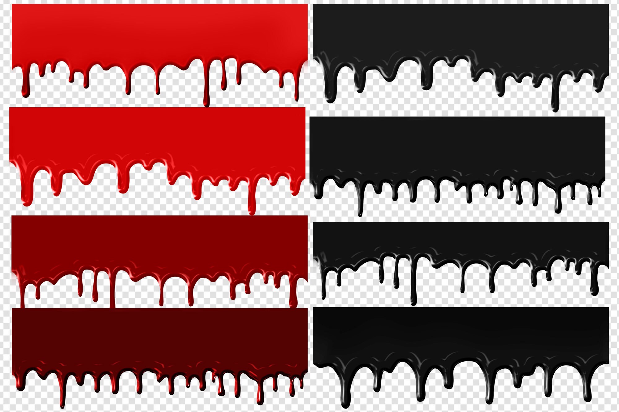 Blood Drips Clipart - Digital Clip Art Overlays With Red and Black ...