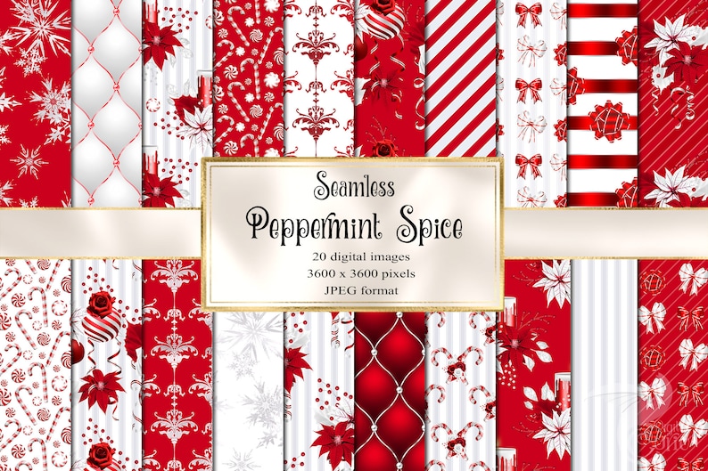 Peppermint Spice Digital Paper Seamless Candy Cane Christmas - Etsy