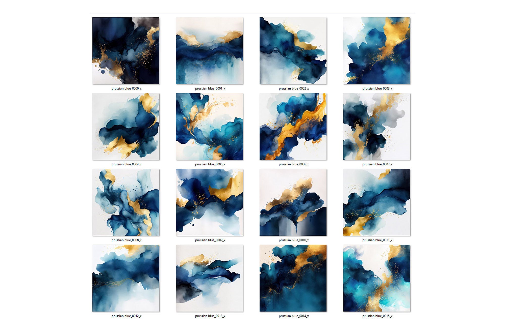 Prussian Blue & Gold Watercolor Textures – Digital Paper Set ...