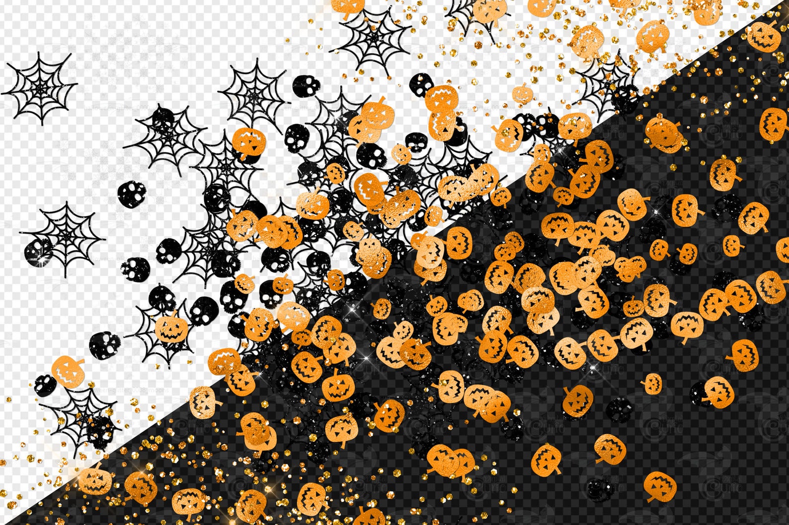 Halloween Glitter Clip Art Glitter Confetti Clipart Overlays - Etsy