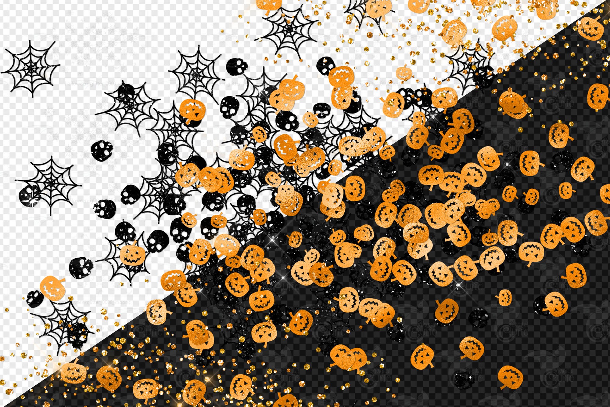 Halloween Glitter Clip Art Glitter Confetti Clipart Overlays | Etsy