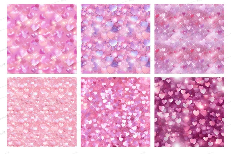 Valentine Glitter Digital Paper, Seamless Heart Glitter Sparkle ...