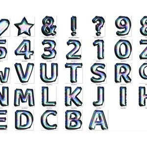 Holographic Foil Balloon Alphabet Clip Art - Iridescent Digital Instant ...