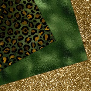Jungle Gold Digital Paper - Dark Green and Gold Seamless Patterns With ...