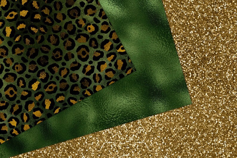 Jungle Gold Digital Paper - Dark Green and Gold Seamless Patterns With ...