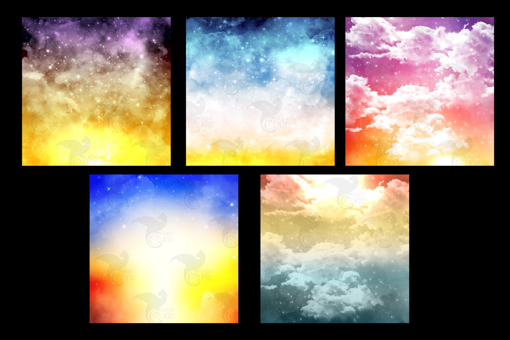 Sunset Cloudy Skies Digital Paper, Ombre Backgrounds (digital Download ...