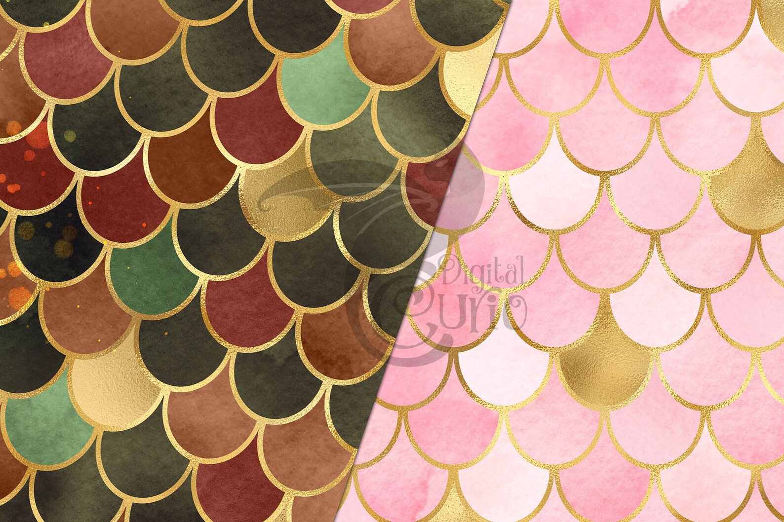Watercolor Mermaid Scales Digital Paper Seamless Mermaid Tail - Etsy