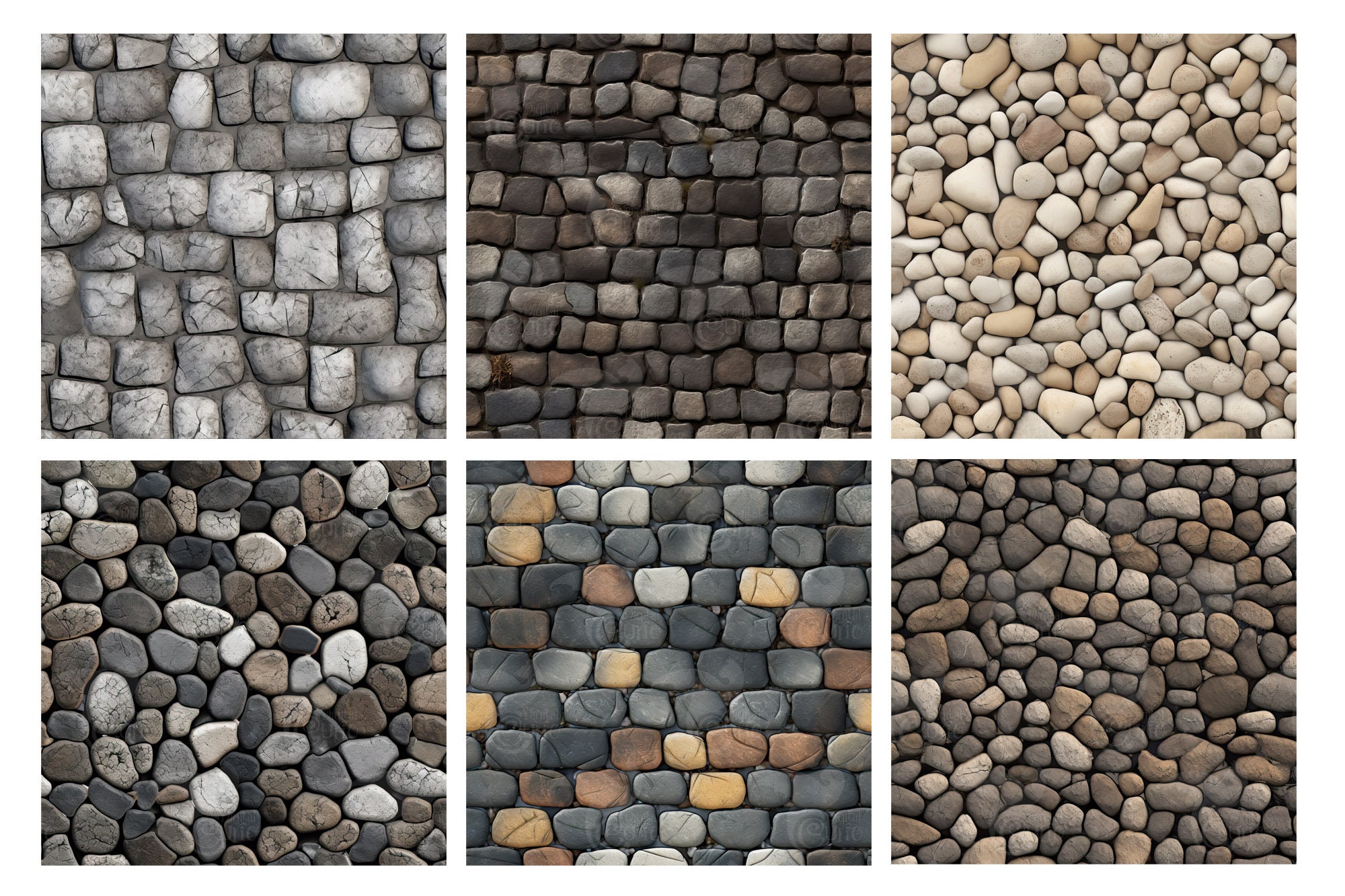 Cobblestone Textures Digital Paper, Seamless Stone Backgrounds (digital ...