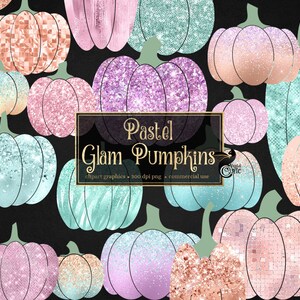 Pastel Glam Pumpkin Clip Art - Sparkling Glitter Pumpkins in PNG Format ...