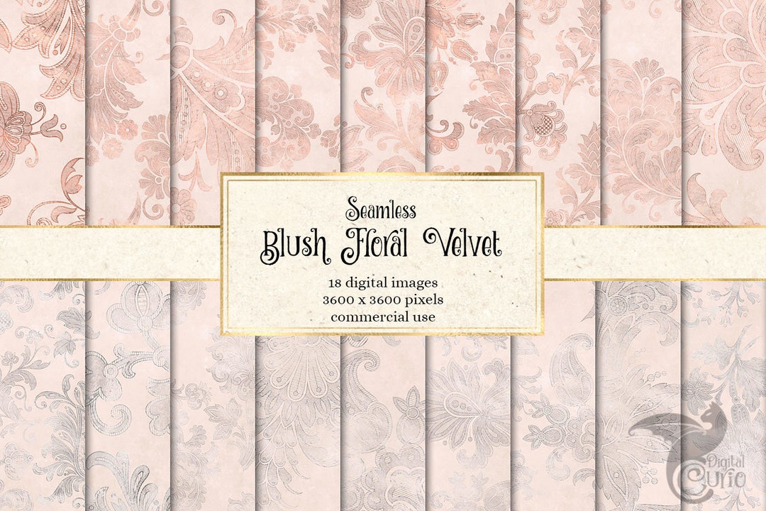Blush Floral Velvet Digital Paper, Seamless Blush Pink Wedding Digital ...