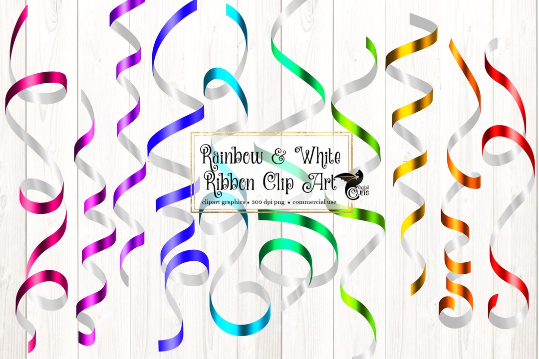 Rainbow Ribbon Clip Art - Shimmery PNG Graphics (digital Download) - Etsy