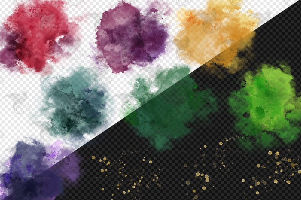 Messy Paint Overlays Colorful Watercolor Clip Art Splashes - Etsy