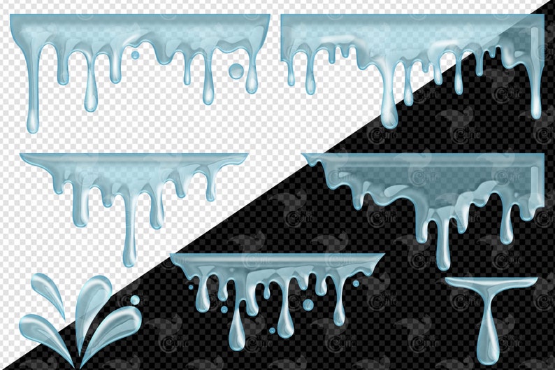 Water Drips and Splashes Clipart - Digital Clip Art Overlays Instant ...