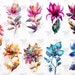 Watercolor Fantasy Flowers Clipart - Floral Fantasy PNG Format Instant ...