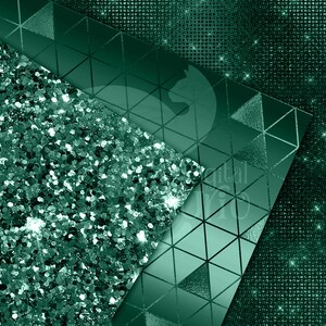 Luxury Emerald Digital Paper, Seamless Green Textures With Glitter and ...