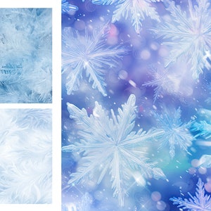 Shimmering Snow Digital Paper - Frost and Snowflakes Ice Textures ...