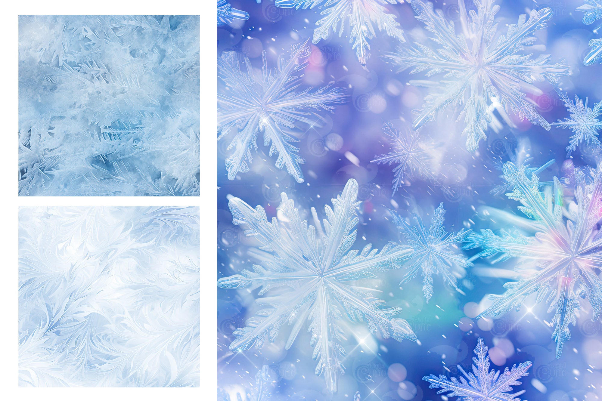 Shimmering Snow Digital Paper - Frost and Snowflakes Ice Textures ...