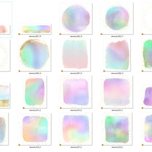 Rainbow and Gold Watercolor Elements Clipart, Watercolour Frames in ...