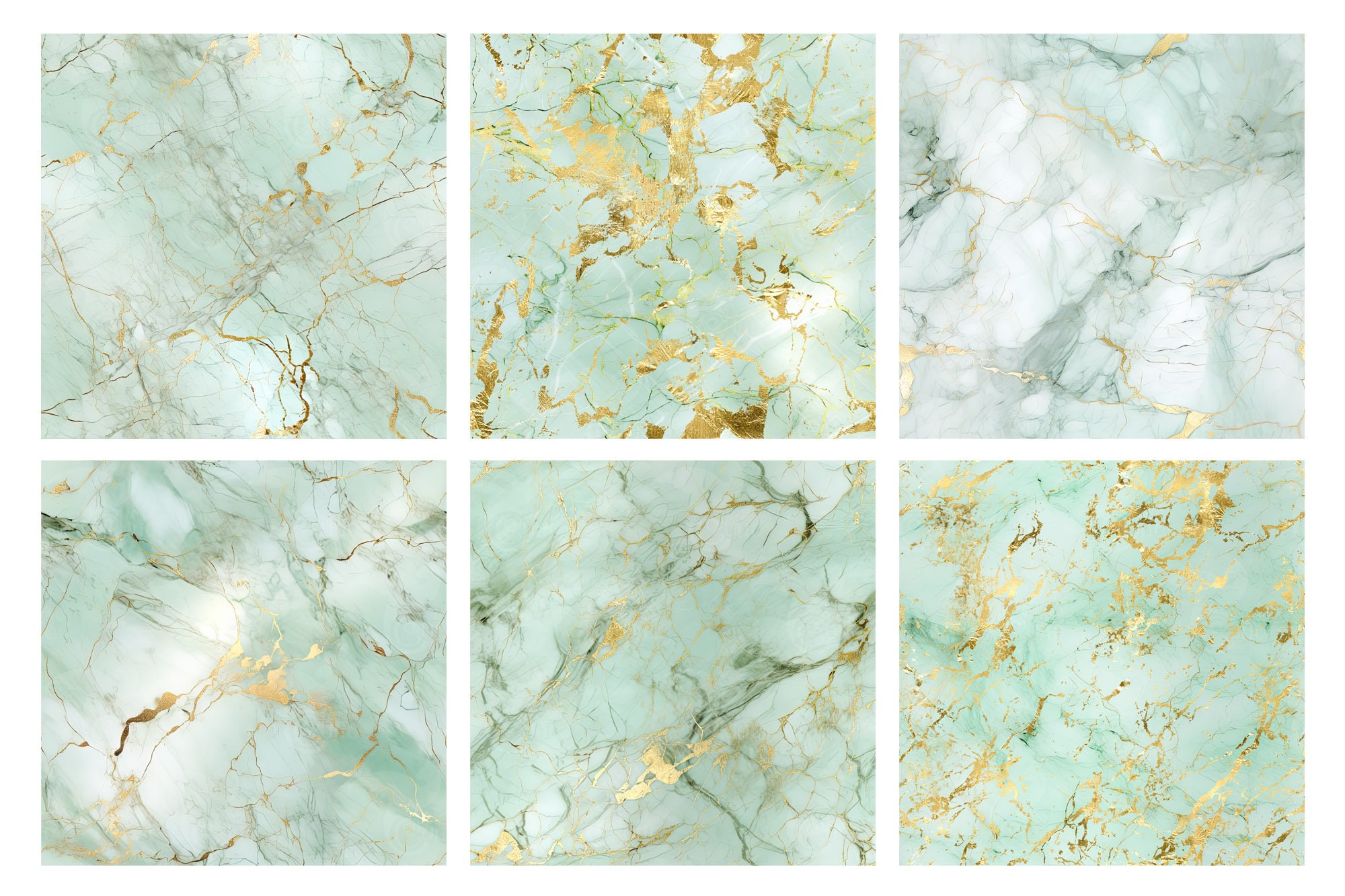 Mint and Gold Marble Digital Paper Textures (digital Download) - Etsy