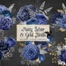 Navy Silver and Gold Floral Clipart Bouquets and Botanical Elements ...