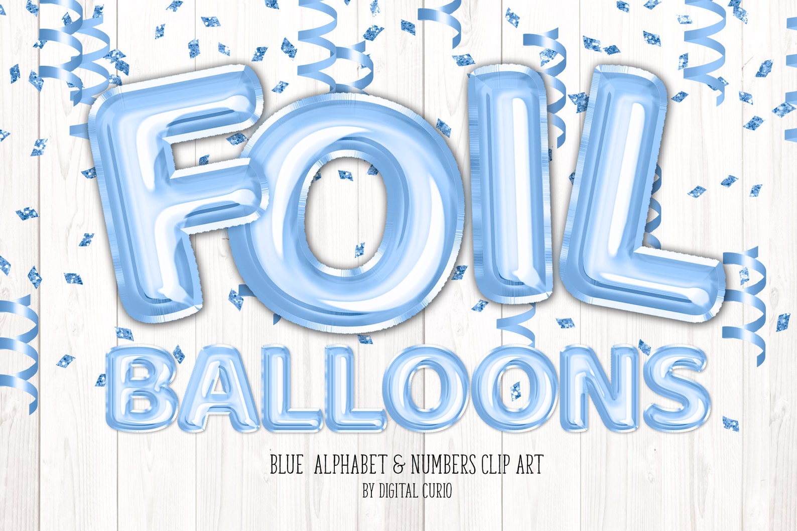 Blue Foil Balloon Alphabet Clip Art – Party Graphics (digital Download ...