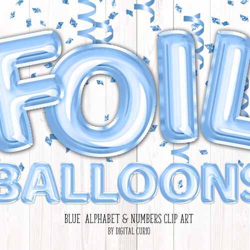 Silver Foil Balloon Script Alphabet Clip Art Digital Instant - Etsy