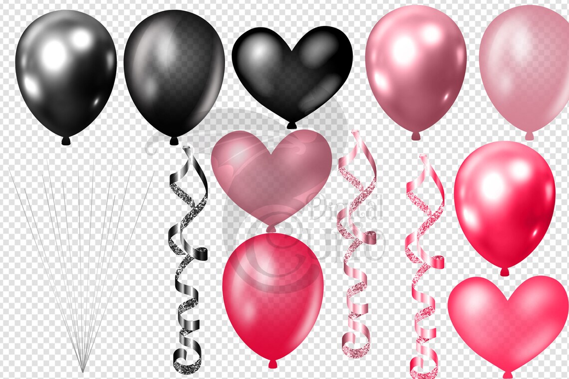 Social Media Balloons Clipart Digital PNG Balloon Graphics - Etsy