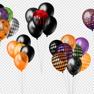 Halloween Balloons Clipart, Glitter Party Clipart in PNG Format Instant ...