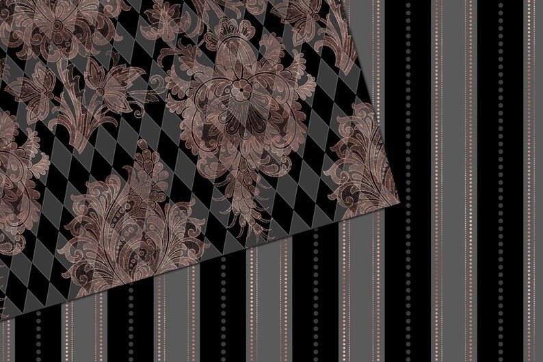 Elegant Black and Rose Gold Digital Paper Seamless Gold Foil - Etsy