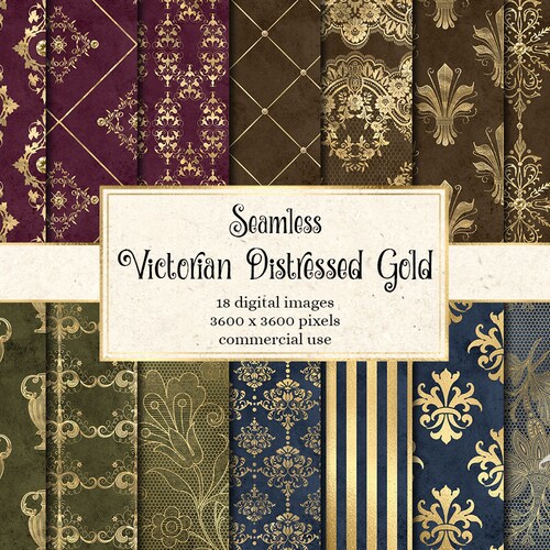 Victorian Distressed Gold Digital Paper Ornate Seamless - Etsy
