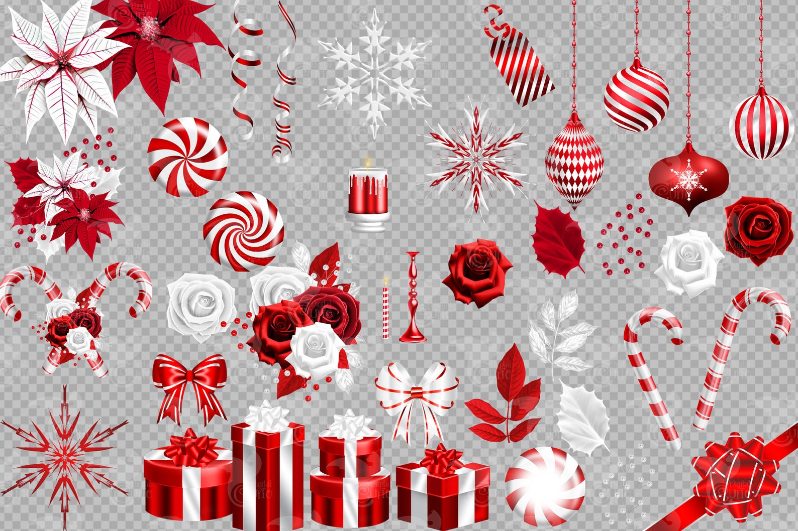 Peppermint Spice Clipart - Digital Candy Cane Christmas Graphics ...