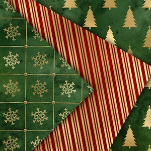 Golden Christmas Digital Paper, Seamless Backgrounds and Patterns ...