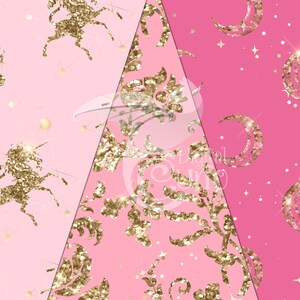 Pink and Gold Mystic Glitter Digital Paper, Seamless Patterns With ...