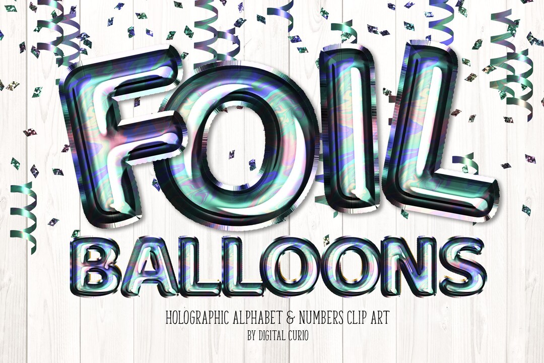 Holographic Foil Balloon Alphabet Clip Art – Rainbow PNG (digital ...