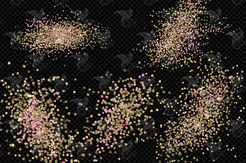 Chunky Pink and Gold Glitter Overlays Digital Glitter Png - Etsy