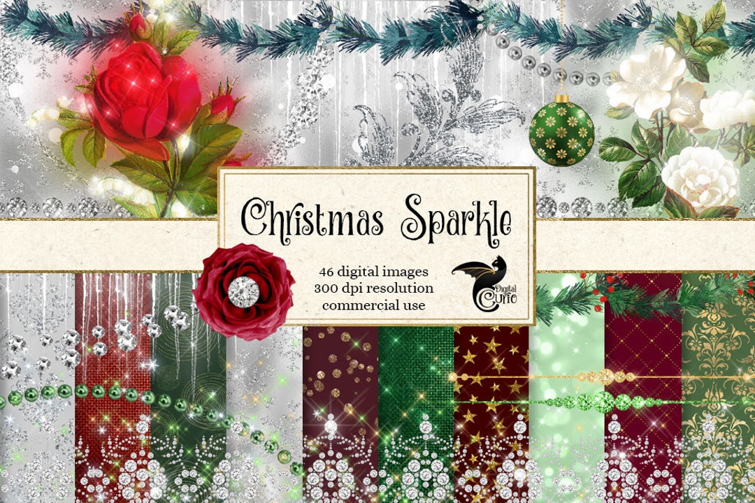 Christmas Sparkle Digital Scrapbooking Kit, Christmas Clipart Digital ...