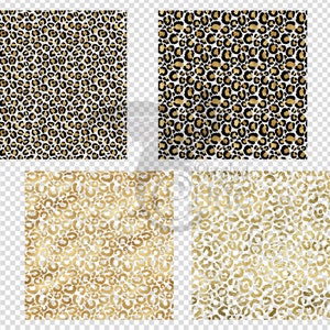 Gold Leopard Pattern Overlays, Seamless Gold Foil Patterns in PNG ...