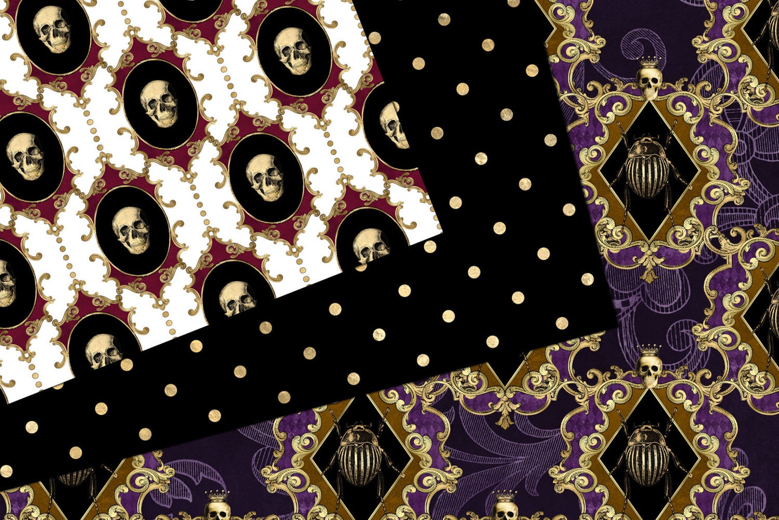 Ornate Halloween Digital Paper Seamless Gothic Patterns With - Etsy