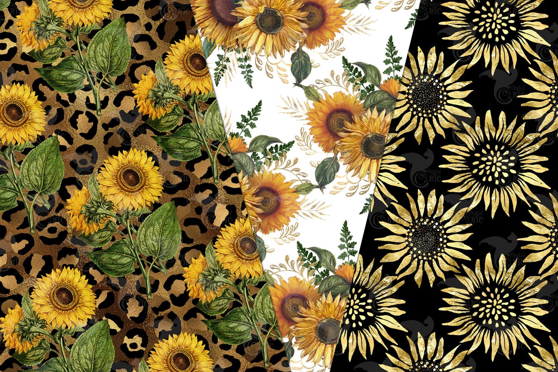 Golden Sunflower Digital Paper Seamless Sunflower Patterns - Etsy