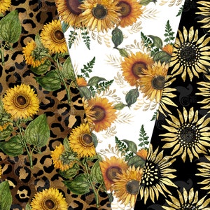 Golden Sunflower Digital Paper, Seamless Sunflower Patterns for Instant ...