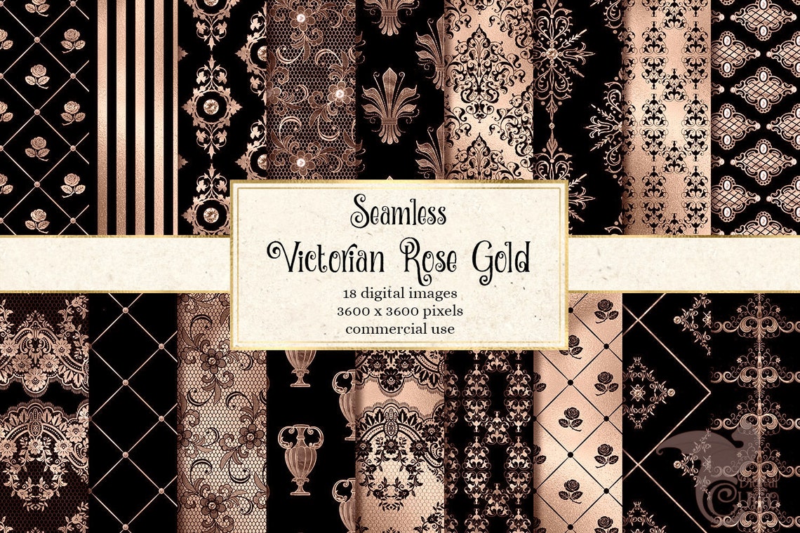 Victorian Rose Gold Digital Paper Ornate Seamless Patterns - Etsy