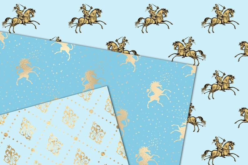 Blue and Gold Princess Digital Paper Seamless Princess - Etsy