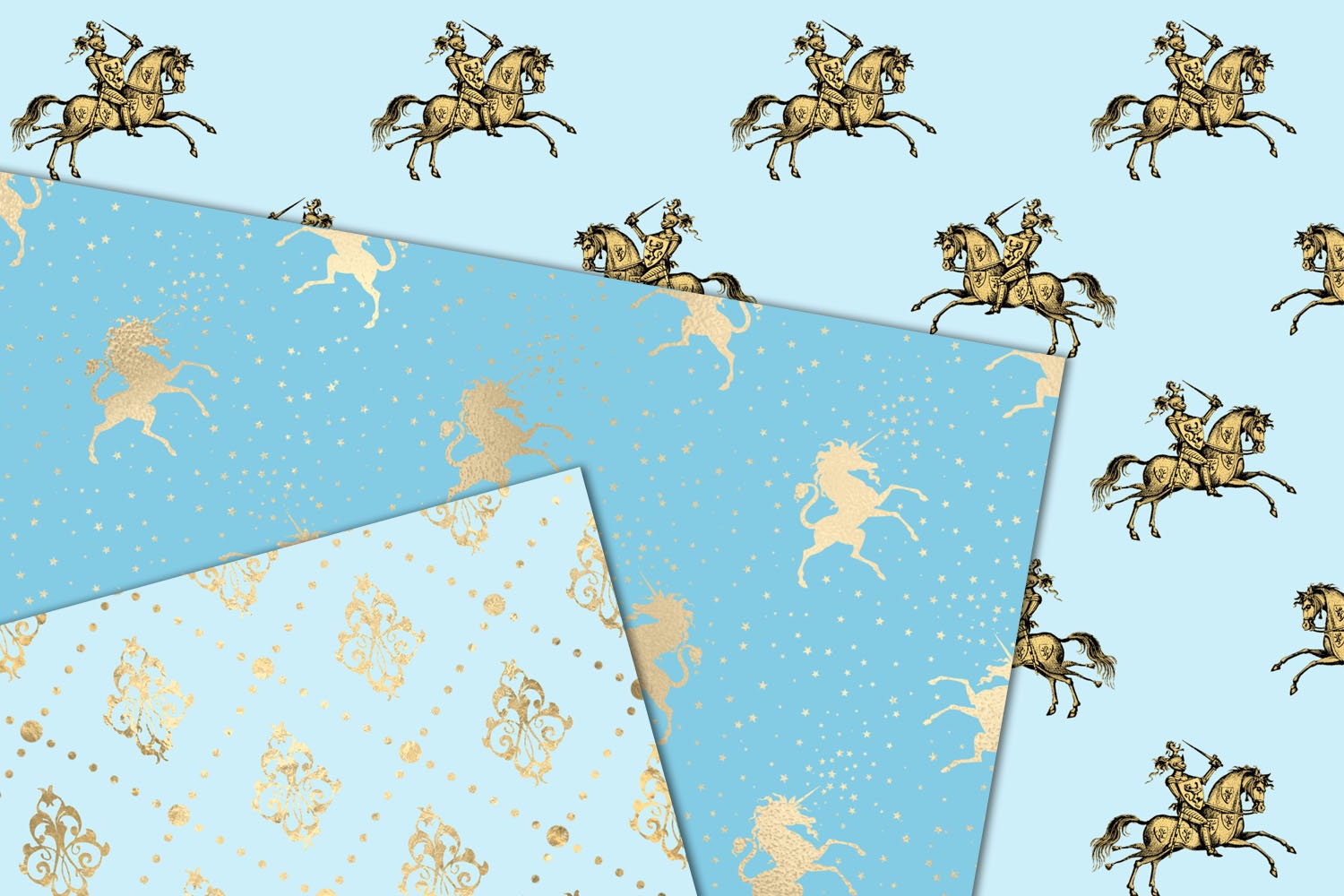 Blue and Gold Princess Digital Paper Seamless Princess - Etsy