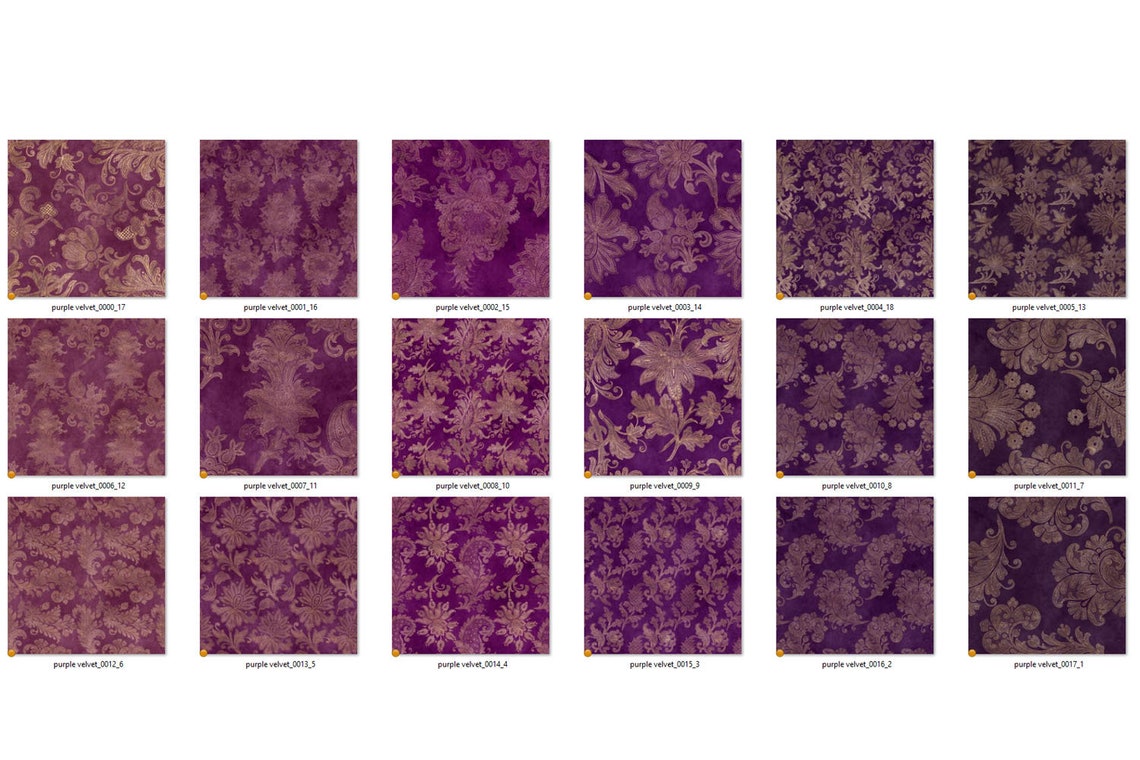 Purple Floral Velvet Digital Paper Seamless Gold Damask - Etsy