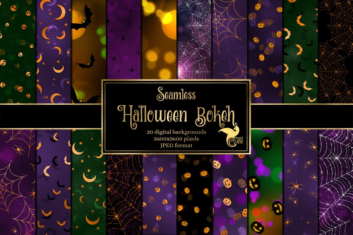Seamless Halloween Bokeh Digital Paper Printable Halloween - Etsy