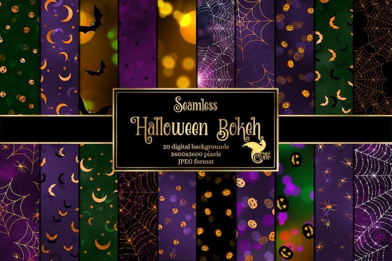 Seamless Halloween Bokeh Digital Paper Printable Halloween - Etsy
